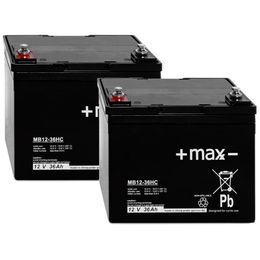 +maxx- 2x 12V 36Ah passend für Powerprimus II Rollstuhl AGM Bleiakkus