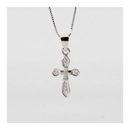 ELLAWIL Kette mit Anhänger Kreuzkette Silberkette Kette mit Kreuz Anhänger Damen Zirkonia (Kettenlänge 40 cm