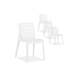 Homestyle4u Gartenstuhl Design Stuhl Set 2 4 oder 6 Stühle Weiß (4er Set)