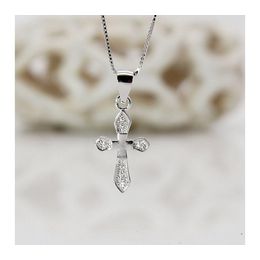 ELLAWIL Silberkette Kreuzkette Kette mit Kreuz Anhänger Damen Zirkonia Halskette (Kettenlänge 45 cm