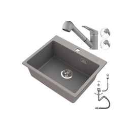 Auralum Granitspüle Küchenspüle Armatur Granit Siphon Einbauspüle Spülbecken Spüle