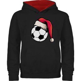 Shirtracer Hoodie Fußball mit Weihnachtsmütze Weihnachten Kleidung Kinder