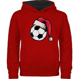 Shirtracer Hoodie Fußball mit Weihnachtsmütze Weihnachten Kleidung Kinder