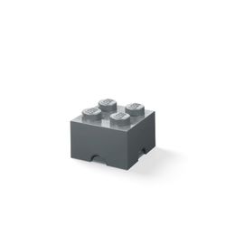 Lego Aufbewahrungsstein, 4 Noppen, dunkel grau