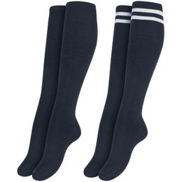Urban Classics Ladies College Socks 2-Pack Kniestrümpfe navy in EU 35-38