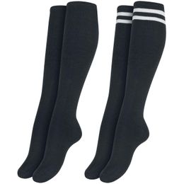 Urban Classics Ladies College Socks 2-Pack Kniestrümpfe schwarz in EU 35-38