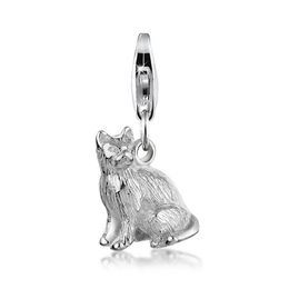 NENALINA Charm-Einhänger Anhänger Katze Tier 925 Silber, silberfarben