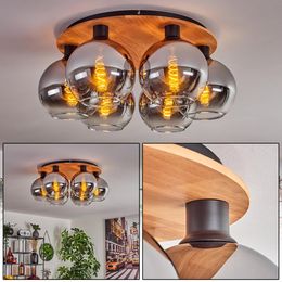 hofstein Koyoto Deckenleuchte Glas 20 cm Naturfarben, Schwarz, 6-flammig