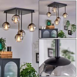 hofstein Chehalis Deckenleuchte Glas 10 cm Klar, Rauchfarben, 5-flammig