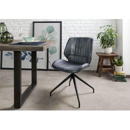 Stuhl Echtleder 51x61x84 blau IRON LABEL #511
