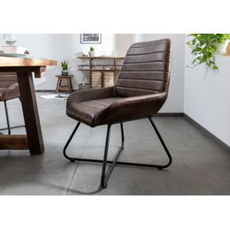 Stuhl Echtleder 59x68x93 dunkelbraun IRON LABEL #16