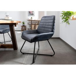 Stuhl Echtleder 59x68x93 blau IRON LABEL #15