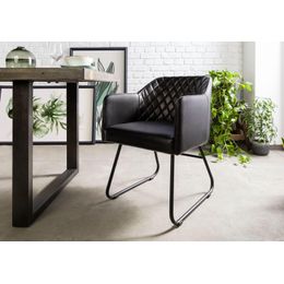 Stuhl Echtleder 55x59x76 schwarz IRON LABEL #17