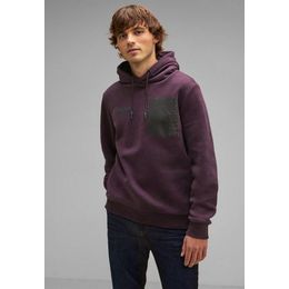 Street One MEN Kapuzensweatjacke mit Kapuze mit Tunnelzugband, lila