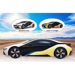 JAMARA-403003-BMW I8 1:24 weiß/gelb 2,4GHz UV Photochromic Serie