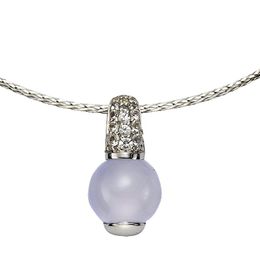 JAMELLI Anhänger mit Kette 925/- Sterling Silber Chalcedon hellblau 45cm Glänzend