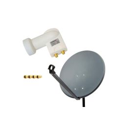 PremiumX Satellitenschüssel 60cm Antenne Anthrazit Twin LNB 4x F-Stecker SAT-Antenne