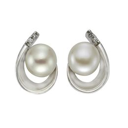 Zeeme Pearls Ohrstecker 925/- Sterling Silber Perle weiß 1,25cm Glänzend