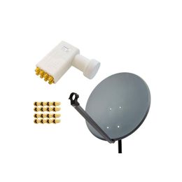 PremiumX SAT Anlage 80cm Antenne Anthrazit Octo LNB weiß 16x F-Stecker SAT-Antenne