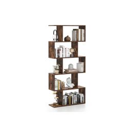 Costway Bücherregal, Raumteiler mit 5 Ebenen