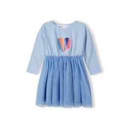 MINOTI Kleid M&auml;dchen Gr&ouml;&szlig;e 98/104 azur / dunkelblau / lila / orange / wei&szlig;