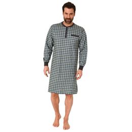 Normann Pyjama Herren Nachthemd mit Bündchen in Karo Optik