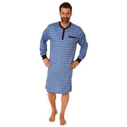 Normann Pyjama Herren Nachthemd mit Bündchen in Karo Optik