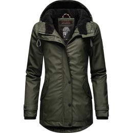 Navahoo Regenjacke 'Lindraa' Damen Gr&ouml;&szlig;e XXXL khaki / schwarz Winterjacke