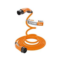 lapp Type 2 HELIX Convenience Charging Cable, up to 22 kW, 5 m, orange