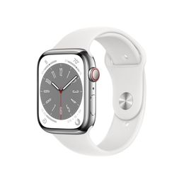 Apple Watch Series 8 GPS + Cellular 45mm Silver Stainless Steel Case with White Sport Band