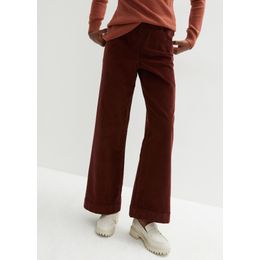 bonprix Weite Stretch-Cordhose High-Waist, braun, Gr.54, Modische Marlene Hose aus Cord mit Bequembund f&uuml;r mehr Bewegungsfreiheit, aus Cord