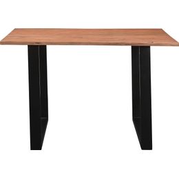 Baumkantentisch Sit Tische Gr. B/H/T: 120 cm x 76 cm x 80 cm, 120x80 cm, beige (natur, schwarz, natur) Baumkantentisch mit Baumkante und Kufengestell