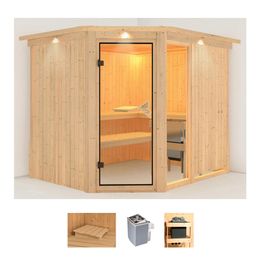 Karibu Sauna "Frigga 3" Saunen 9-kW-Ofen mit integrierter Steuerung beige (naturbelassen) Saunen