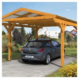 Skan Holz Einzelcarport Westerwald Eiche Hell Unterstand, gerade Kopfb&auml;nder, 362x541 cm
