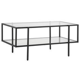 HOMCOM Beistelltisch mit 2 Regalen transparent, schwarz 100L x 55B x 45,5H cm