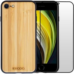 Hülle iPhone 8 und schutzfolie - Holz - Schwarz