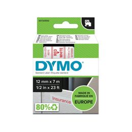 Dymo Original D1-Etikettenband | rot auf weiß | 12 mm x 7 m | selbstklebendes Schriftband | für LabelManager-Beschriftungsgerät