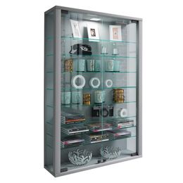 Vcm Sammel Wandvitrine Holz Glas Vitrosa Mini (Farbe: Silber)