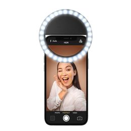 cellularline Ringlicht Universal Selfie Lichtring, mit wiederaufladbarer Batterie, passt an Smartphones, Tablets oder PCs, schwarz