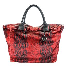 Collezione Alessandro Schultertasche Buckingham, aus weichem Kunstpelz mit rotem Schlangenprint, rot