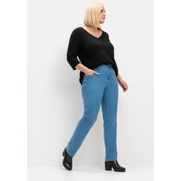 sheego Schmale Stretch-Jeans im 5-Pocket-Stil, blue Denim, Gr.46
