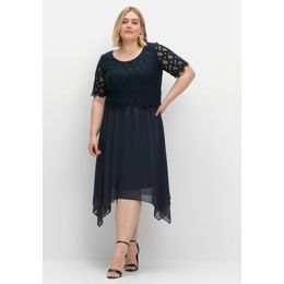 sheego Große Größen: Cocktailkleid aus Chiffon, mit Zierbortenstickerei, nachtblau, Gr.48