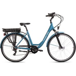 HOLLANDIA E-Bike Lido, 7 Gang Shimano Tourney Schaltwerk, Kettenschaltung, Frontmotor, 468 Wh Akku, blau