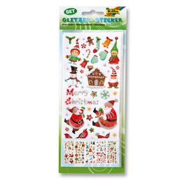 Folia Glitzer-Sticker WEIHNACHTEN 5-teilig in bunt