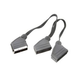 Vivanco SCART-Kabel Y-Adapter IN/OUT Verteiler Splitter Video-Adapter Scart zu Scart