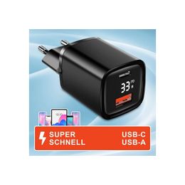 EAXUS 33 Watt USB-A + USB-C Netzteil mit Schnellladefunktion und Display USB-Ladegerät (4000