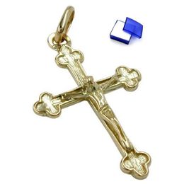 unbespielt Kreuzanhänger Anhänger Kreuz mit Jesus glänzend 585 Gold 26 x 17 mm kl. Schmuckbox