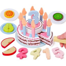 Runxizhou Kuscheltier Geburtstagstorte Geburtstagskuchen Holz Spielküche Zubehör (1-St)