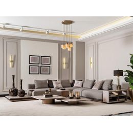 JVmoebel Wohnzimmer-Set Garnitur Wohnzimmer Ecksofa Sofa Couchtische 5tlg Grau