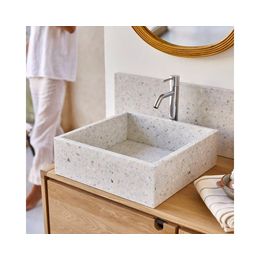 Tikamoon Waschbecken Made Quadratisches Waschbecken aus Premium-Terrazzo Moon